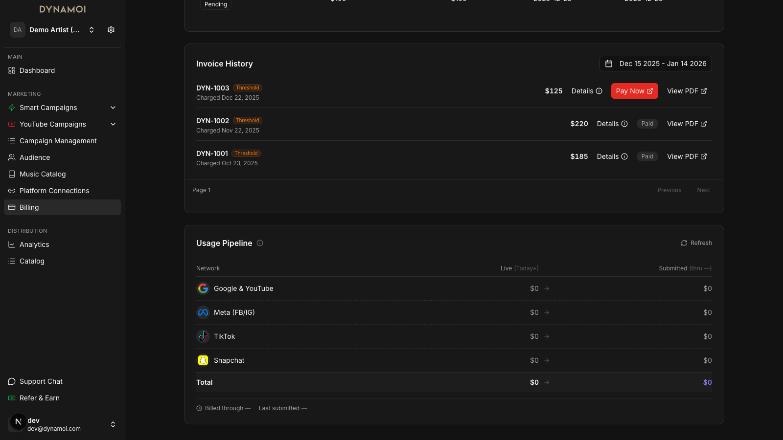 Billing Management | Dynamoi Docs