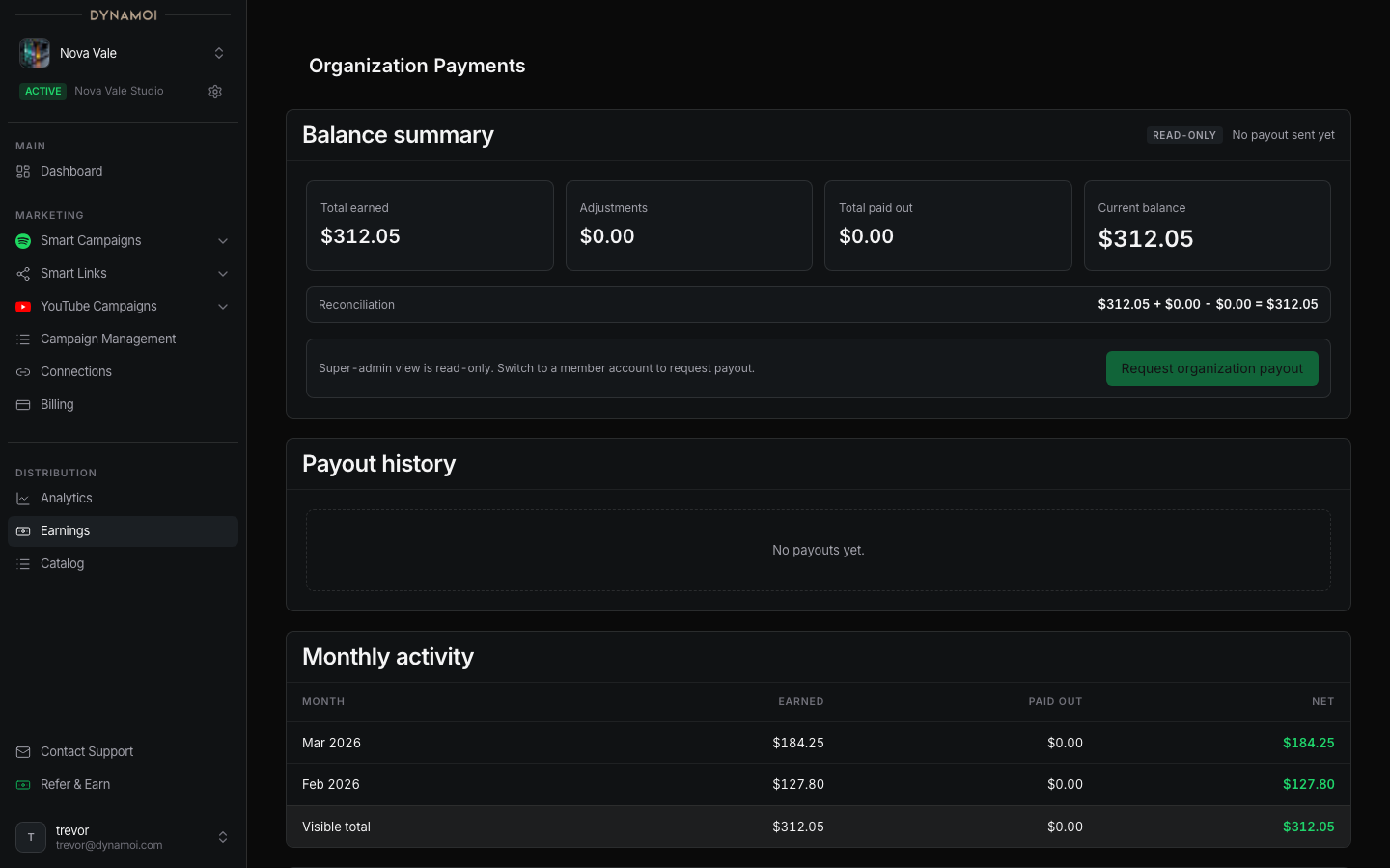 Distribution Earnings | Dynamoi Docs